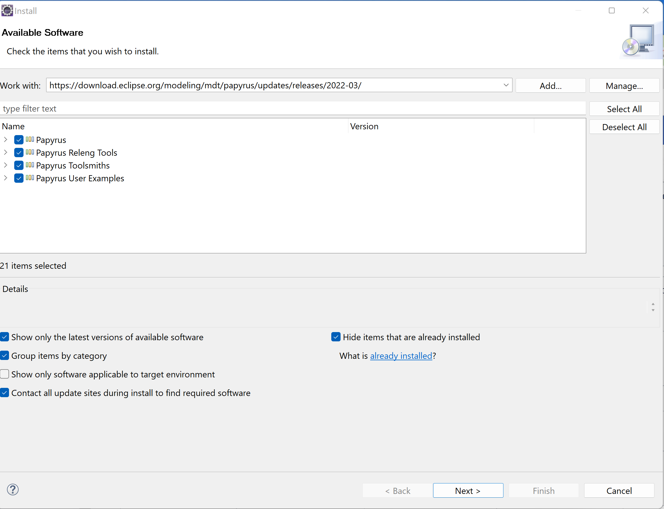 After finishing the installation, go to File --> New --> Others, and ...